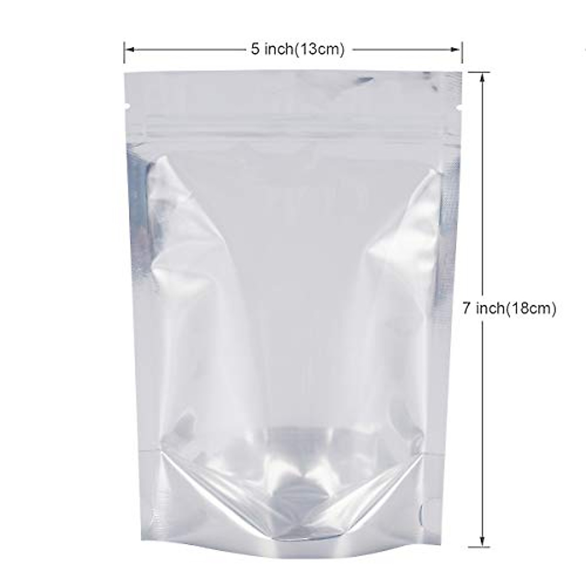 Vasdoo Reusable Aluminum Foil Stand Up Food Pouches Bags, Resealable Ziplock Mylar Bags for Food Storage (50 pcs, 5x7 inch)