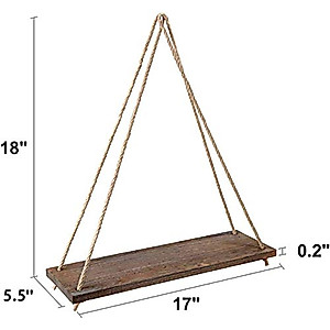 Mkono 5 Pack Set Wall Hanging Shelves 3 Pac Wood and Rope Shelves and 2 Pack Small Floating Shelves with Metal Basket Frame Home Decor Display Shelf for Bathroom, Bedroom, Living Room