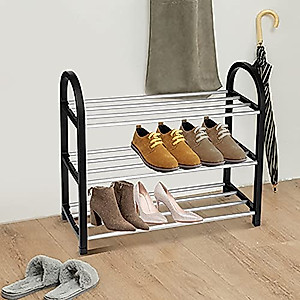 Eboxer Lightweight and Compact Shelf Shoes,Plastic + Aluminum Metal Detachable Shoe Organizer Shoe Tower Cabinet Storage for Home Liveroom Bathroom.(3 Tiers)