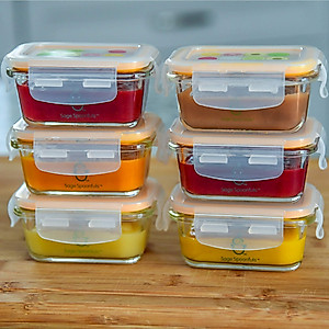 Sage Spoonfuls Glass Baby Food Containers with Lids - 6 Pack, 4 oz Baby Food Jars, Durable & Leakproof, Freezer Storage, Reusable Small Glass Baby Food Containers, Microwave & Dishwasher Friendly