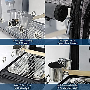 KNUTI - Premium Small Pet Bird Carrier Cage - Portable Travel Cage for Parakeets, Lovebirds, Finch, and Canaries - Airlines Airplane Plane Approved