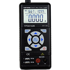 Tekpower TP3016M Portable Handheld Variable DC Power Supply with USB Port 0.3V - 12V @ 0-3.75A or 0.3V-30V@ 1.6A with VC and CC Control