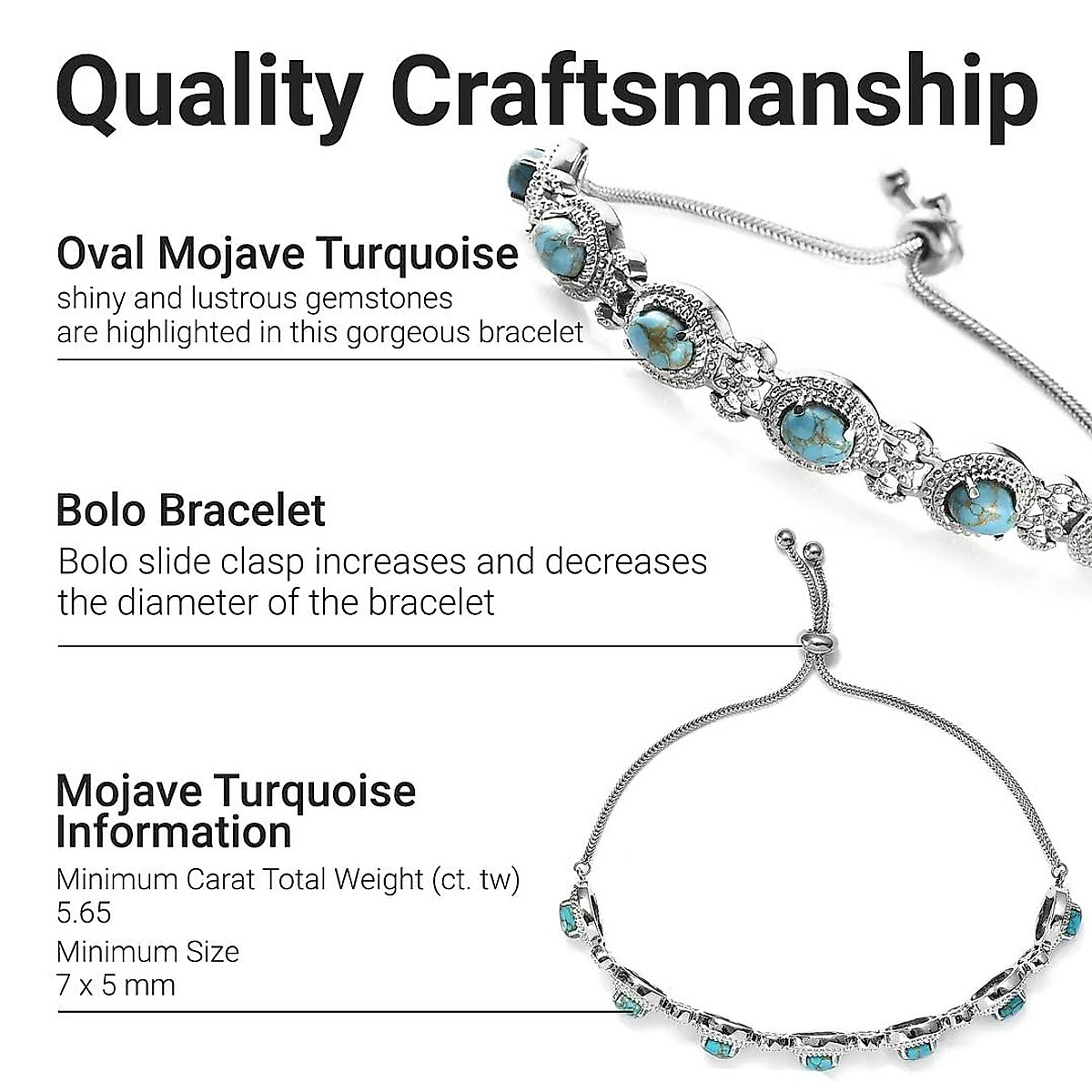 SHOP LC DELIVERING JOY Stainless Steel Turquoise Healing Bolo Bracelet Stylish Fashion Unique Gifts for Women Jewelry for Women Boho Western Birthday Gifts