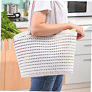 2pcs Plastic Laundry Basket The Tote Bag Basket for Blankets Hanger for Storage All Toiletry Bucket Cleaning Basket Hollow-out Basket Sundries Storage Bin Bedroom Storage Basket HOMOCONO