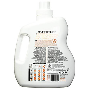 ATTITUDE Liquid Laundry Detergent, Plant- and Mineral-Based Ingredients Formula, HE, Vegan and Cruelty-free, Citrus Zest, 36 Loads, 60.8 Fl Oz,12072