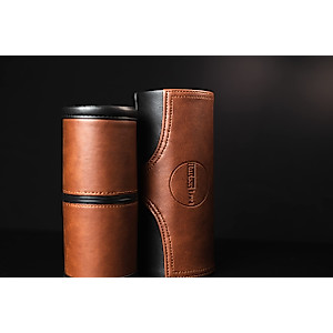 Harbor Loot PU Leather Double Dice Cup Set – Portable with Carrying Case, 2 Dice Cups, 2 Dice Bags, 12 Large Dice, and 30 Chips