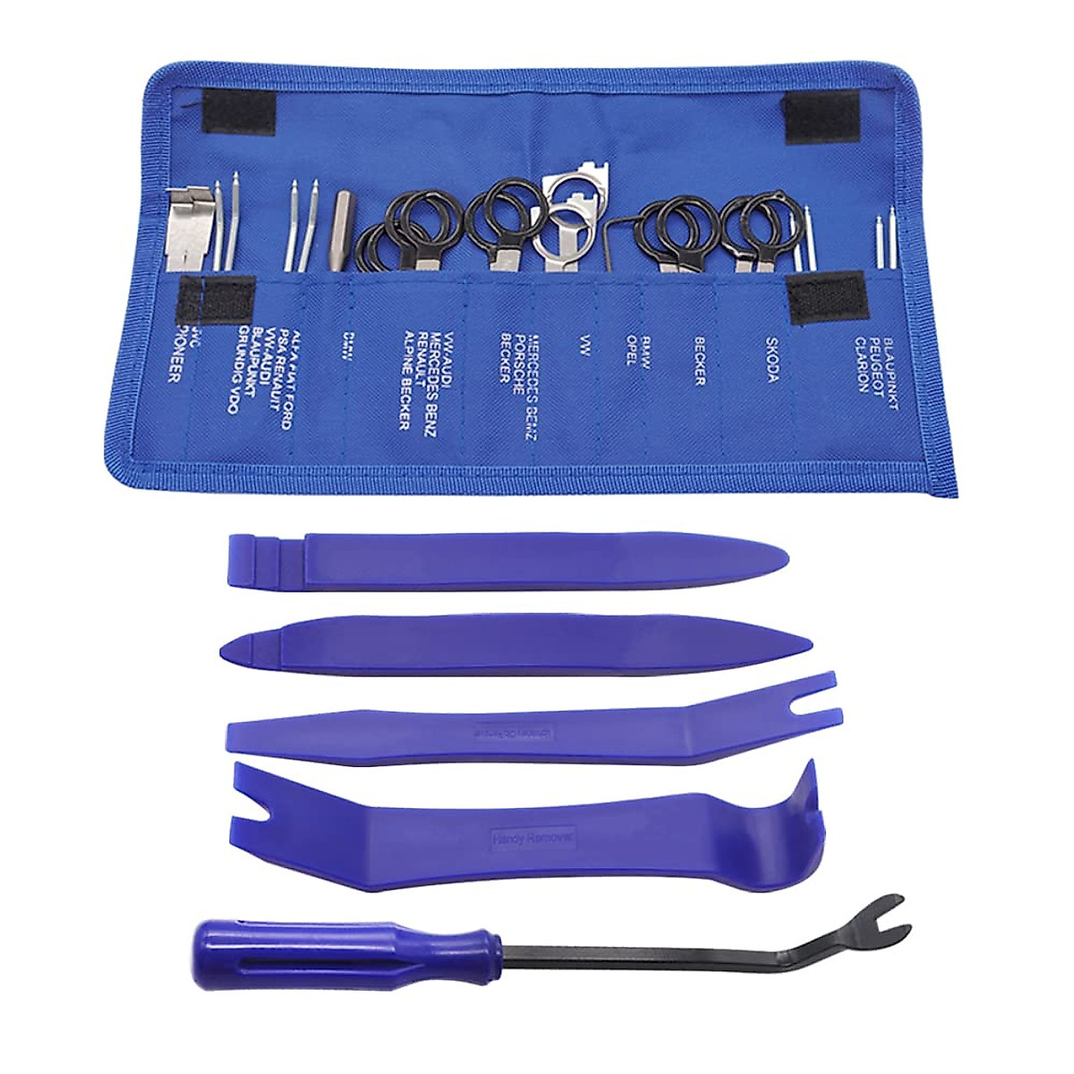 Ruibapa 20PCS Blue Radio Remove Tool Key Kit with 5PCS Fastener Remover Tool Kit for removing Car Radio Stereo CD Player P-003-B+Kit