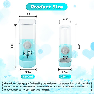 YUEPET Rabbit Food Water Dispenser, Large Capacity Bunny Feeder for Cages Automatic Rabbit Water Dispenser Suitable for Rabbits Ferrets Guinea Pigs Small Animals(Blue)