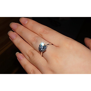 TenFit Jewelry Elegant 4ct Round Cushion Cut Solitaire Halo Diamond Wedding Engagement Ring, Size:6