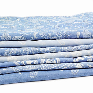 Fat Quarter Fabric Bundles Pre-Cut Checker Quilting Cotton Denim Soft Printed Assortments Craft Cloth Bundle Squares DIY for Sewing Crafting Rose Flavor(Cashew Nuts 7pcs,18 by 20.5Inch)