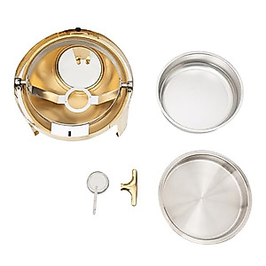 Round Chafing Dish Buffet Set, 6.4QT Stainless Steel Chafer for Catering Buffet Warmers Sets with Clear Lid, High Grade Gold Food Warmers for Parties, Wedding, banquets