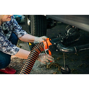 Camco RhinoEXTREME 20’ Camper/RV Sewer Hose | RV Accessories Include 360° Clear Swivel Wye Fitting & Removable 4-in-1 Adapter for RV Storage and Organization & More | TPE Tech for Durability (21056)