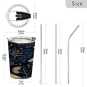 Wassud Gold Blue Butterfly 20 oz Tumbler with Lid and Straw Stainless Steel Double Wall Vacuum Tumblers Insulated Travel Coffee Mug for Cold and Hot Drinks