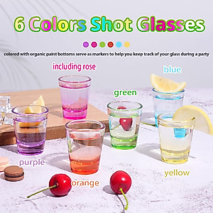ZZYFGH 6 Pack Shot Glasses Set,1.5 oz Colorful Shot Glass with Heavy Base,Shot Glass for Vodka, Whiskey, Tequila, Espressos, Spirits & Liquors