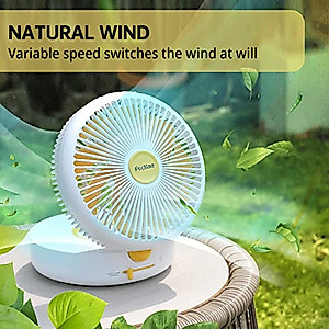 feekaa USB Fan, 8-Inch Oscillating Desk Fan, Small Wall Mounted Fan with Night Light, Rechargeable Battery Operated, Variable Speed, Quiet Fan for Outdoor/Travel/Camping/Office