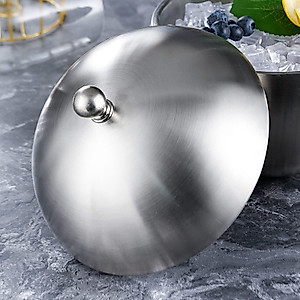 Spherical Ice Bucket With Lid Double Insulation Stainless Steel Metal Beverage Bucket, Beer, Wine, Champagne, Bar Ice Bucket, Home Kitchen Bucket Restaurant Bar Tableware Accessories