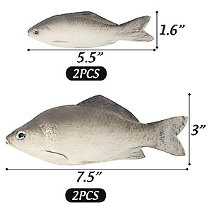 BigOtters 4PCS Fake Fish, Artificial Sea Fish Realistic Fish Playset Model Food Display Kids Favor Toy Kitchen Decor Photography Props