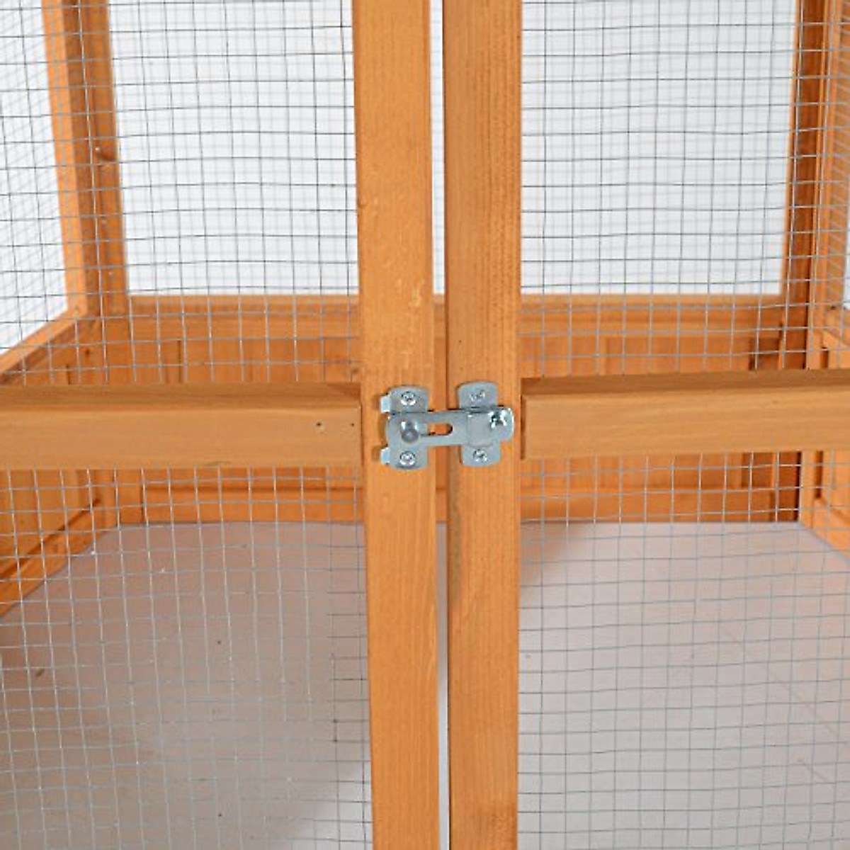 PawHut 69" Large Wooden Hexagonal Outdoor Aviary Flight Bird Cage with Covered Roof