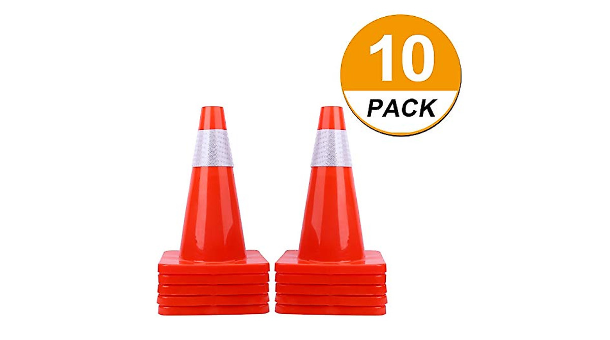 10 Pack 18" Traffic Cones - Safety & Construction Warning Cones