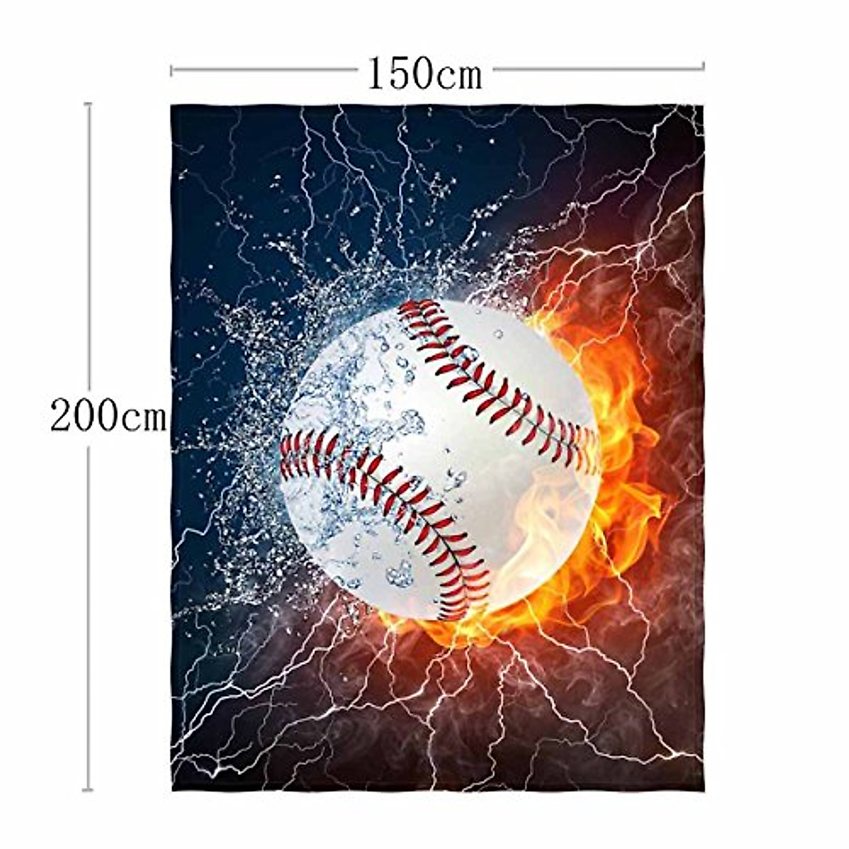 Super Soft Velvet Plush Throw Blanket Custom Design Cozy Fleece Blanket (Large) Perfect for Couch Sofa or Bed Beautiful 3D Baseball Printed