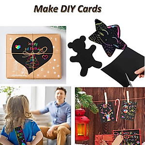 IRuiYinGo Scratch Art Paper for Kids - 64Pcs Rainbow Magic Scratch Off Sheet for DIY Art Craft Project, Birthday Christmas Easter Gifts Party Favors