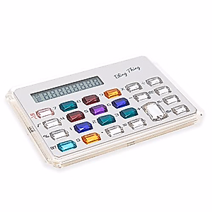 Gemstone Pocket Calculator | Silver | Compact | Cute Fun Charming | Large Colorful Crystal Bling Buttons