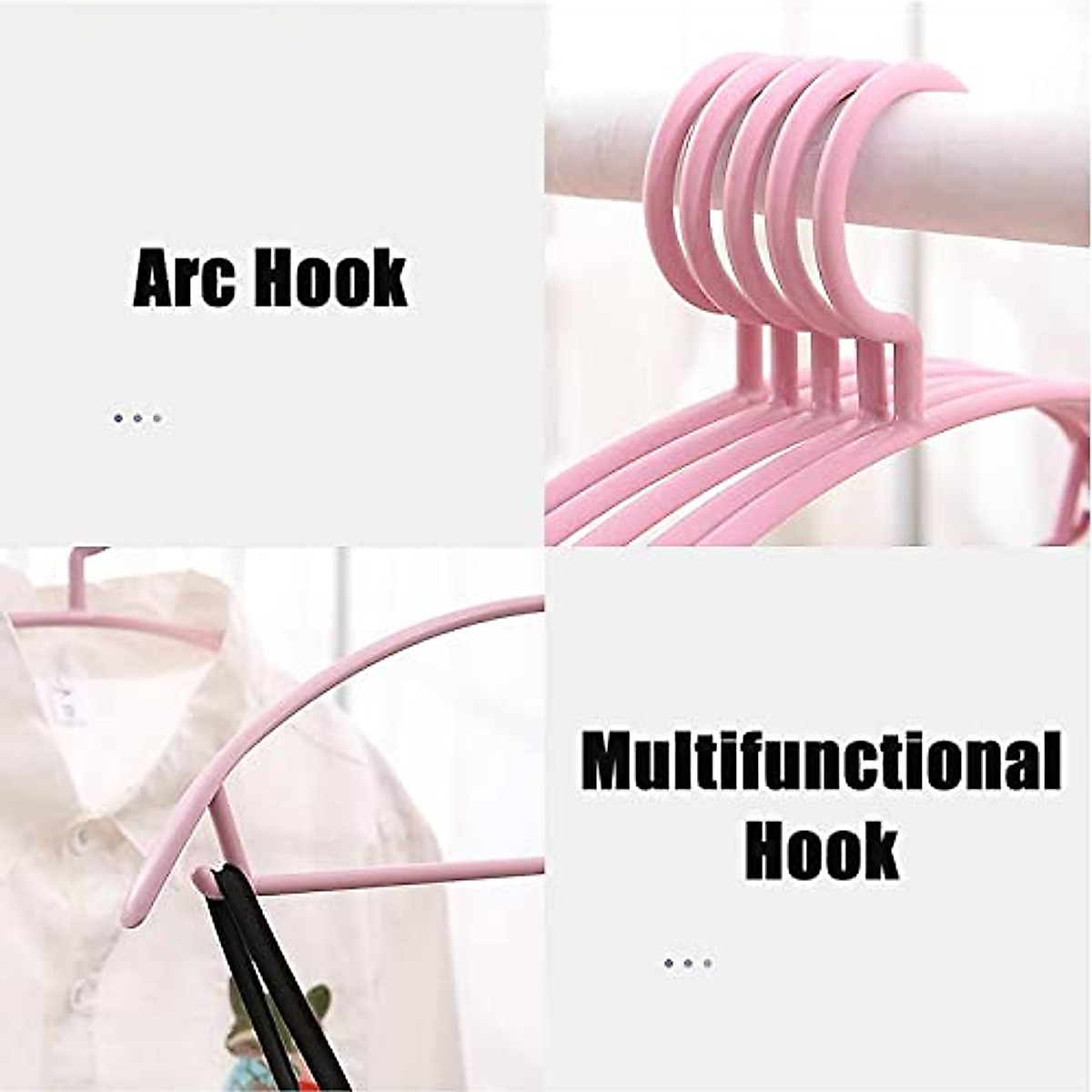 40.5 cm No Shoulder Bumps Plastic Clothes Hangers Non-Slip, Sweater Hanger, Suit Hanger with Pants Bar (Pink, 20 Pack)