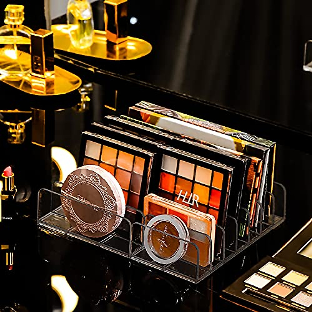 db11 JessCat Makeup Organizer, Plastic Bathroom Counter Organizer Beauty Blender Holder, Cosmetic Eyeshadow Palette Organizer for Bathroom, Large Capacity (Small, Transparent)