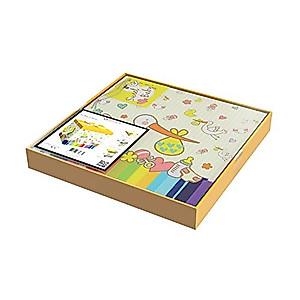 Gift Box 10x10x10 Petit Bebe Collection - Easy to Assemble & Reusable - No Glue Required - Ribbon, Tissue Paper, and Gift Tag Included - EZ Gift Box by Endless Art US