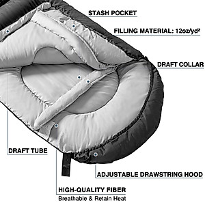 Atarashi Camping Sleeping Bag- 4 Seasons for Adults, Light, Warm, Extra-Large with Compression Sack- Great for Hiking, Backpacking & Outdoor Adventures in Cold Weather,33''X87''
