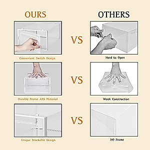 WAYTRIM Stackable Sneaker Storage Shoe Box, Foldable 10 Pack Storage Container 6 Small and 4 Large Clean Plastic Shoe Storage Organizers Drop Front Stackable and Foldable Box for Sneakers - White