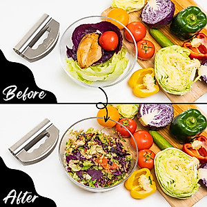 Nish Salad Choppers Mezzaluna Choppers with Protective Cover Mincing Knives Vegetable Knife Mezzaluna Mincer Double Blade Stainless Steel for Home Kitchen & Restaurant