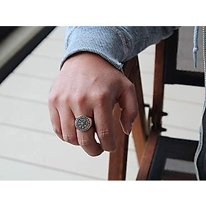 COSUMOSU Sterling Silver Viking Compass Vegivisir Ring (10)