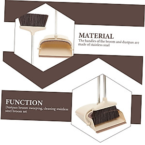 HONMEET 1 Set Broom Set Home Broom Dustpan Kit Carpet Rake for Pet Hair Hand Broom Cleaning Outdoor Tools Standing Dustpan Dust Pan Handle Broom Wok Household Brooms Kitchen Brooms Plastic