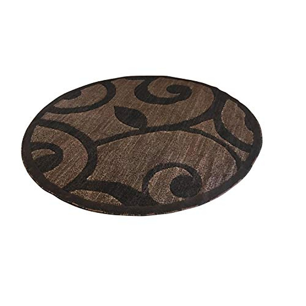 Modern Round Rug Brown & Black Americana Design 154 (5 Feet 3 Inch X 5 Feet 3 Inch Round)