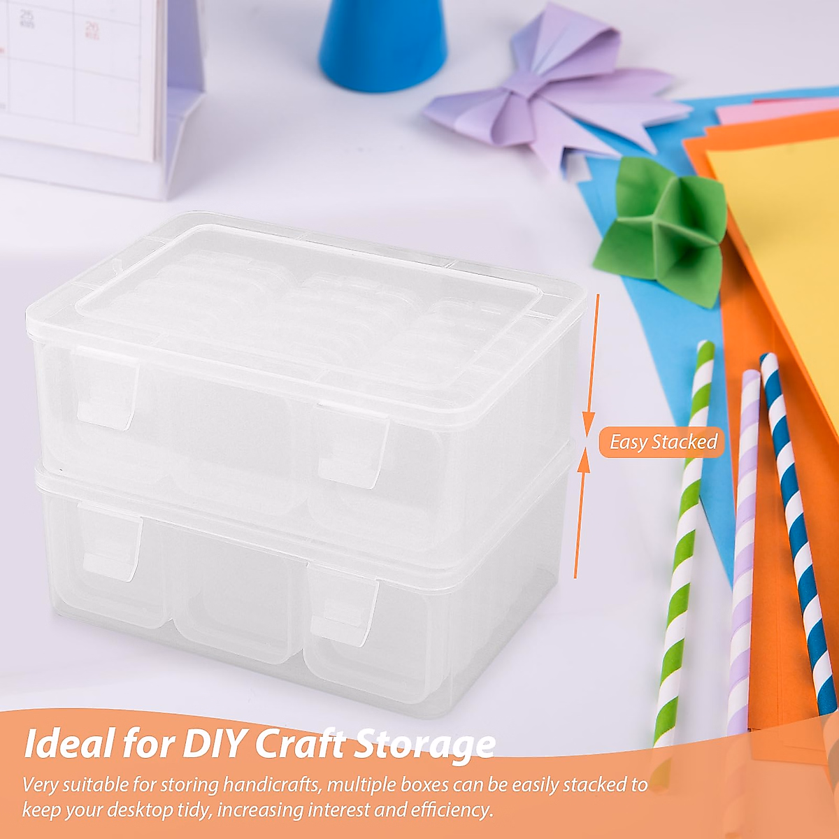 Moon Magpie Bead Organizers Box, Plastic Storage Cases Mini Clear Bead Storage Containers Transparent Boxes with Hinged Lid and Rectangle Clear Craft Case