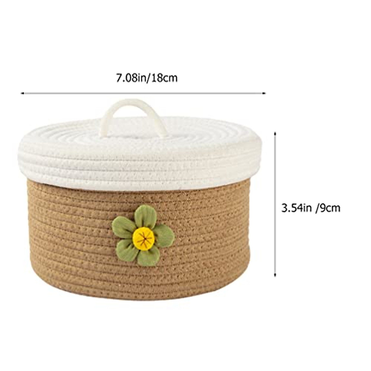 Zerodeko Cotton Rope Basket with Lid Small Woven Storage Baskets Decorative Hamper Nursery Covered Storage Bin Desktop Organizer Small Woven Basket