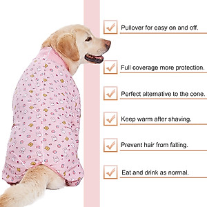 Recovery Suit for Large Medium Dogs After Surgery, Soft Breathable Anti Licking Dog Onesie E-Collar & Cone Alternative, Pet Bodysuit for Preventing Hair Loss Full Cover Wound(4XL, Pink Bunny)
