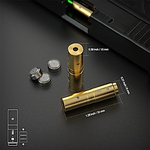 Feyachi 9mm Laser Boresighter Green Dot Laser Zeroing Pistol Bore Sighting Laser with 3 Sets of Batteries