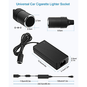 ALITOVE AC to DC Converter 12V 5A 60W 100-240V to 12V Car Cigarette Lighter Socket AC/DC Power Adapter Power Supply for Car Vacuum Cleaner Car Fan Car MP3 Other Car Devices Under 60W