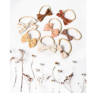 21 PCS Baby Headbands and Bows Hairbands Soft Nylon Elastics Handmade Girls Hair Accessories for Newborn Babies Infant Toddlers Kids