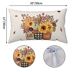 HMLIQRRY Fall Pillow Covers 12x20 Autumn Lumbar Pillow Covers Seasonal Fall Decor Pumpkin Thanksgiving Decorative Pillow Case for Couch