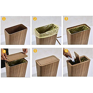 RZM Wood Trash Can Wastebasket,Household Bathroom Living Room Rectangular Trash Bin,Narrow Space Garbage Can with Swing Lid (Color : D, Size : 26.5x13x30cm(10x5x12inch))