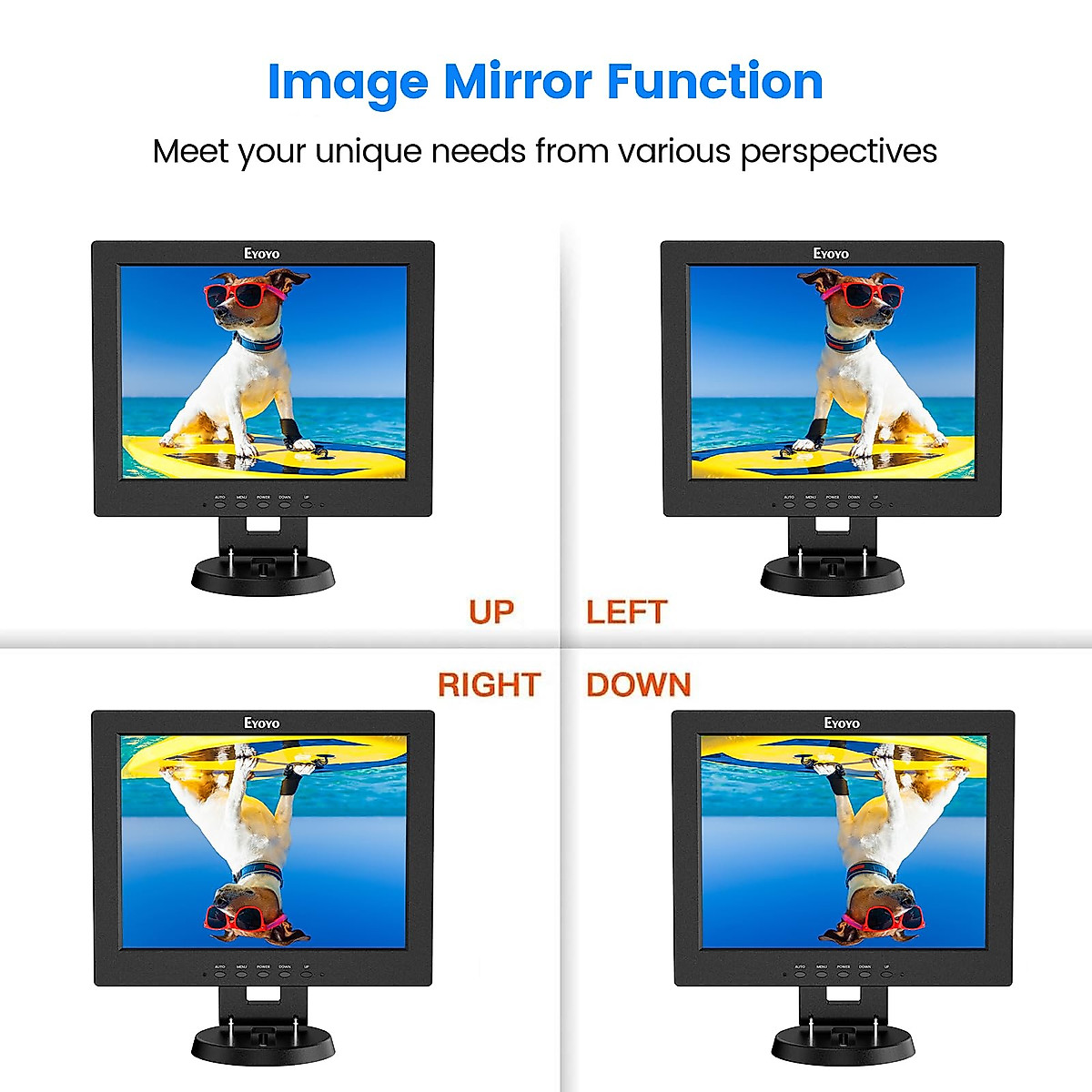 Eyoyo 12 Inch HDMI Monitor with BNC VGA AV HDMI Input 800x600 Portable 4:3 TFT LCD Mini HD Color Screen with Bulit-in Speaker