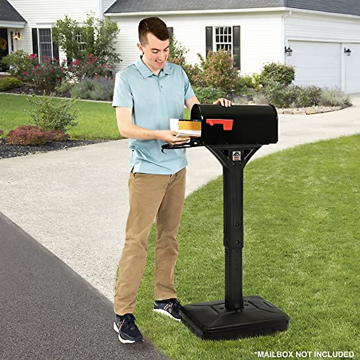 American Home Dig-Free Universal Mailbox Post for Standard Mailboxes - No Digging Needed Mailbox Post - Black
