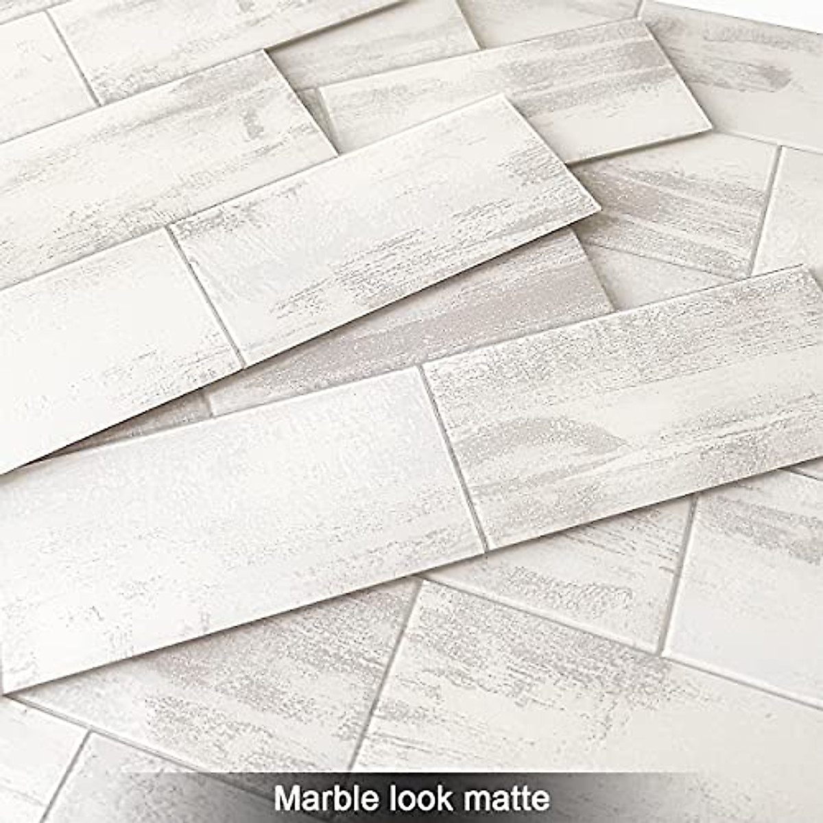 BeNice Stick on Subway Tiles Peel and Stick Backsplash, Adhesive Wall Tiles Peel and Stick Imitaiton Marble Tiles Stickers(5sheets,Rustic Gray)