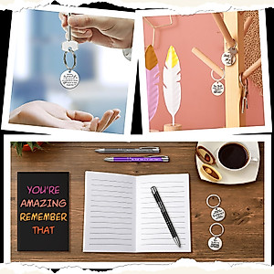 Yeaqee 180 Pcs Thank You Gifts Employees Appreciation Gifts Bulk for Coworkers Inspirational Notebook Pen Keychain(Vintage)