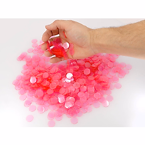 Regal Bingo Plastic Bingo Chips 500 Pcs - Clear Transparent Counters Game Chips Set for Board Game - Fun Bingo Night - 3/4 Inch Pink Color