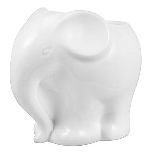 DOITOOL Cute Elephant Flower Pot, Succulent Planter Flower Pot for Cactus Bonsai Garden Decoration, Modern White Ceramic Flower Plant Containers for Home Garden Office Desktop Decoration (White)