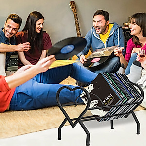 AUHOKY Vinyl Record Storage Record Holder, New Heart Shape LP Storage Metal Display Stand, Book Album Storage Magazine Office Files Organizer Shelf, Holds up to 90-110 LPs (Style A)